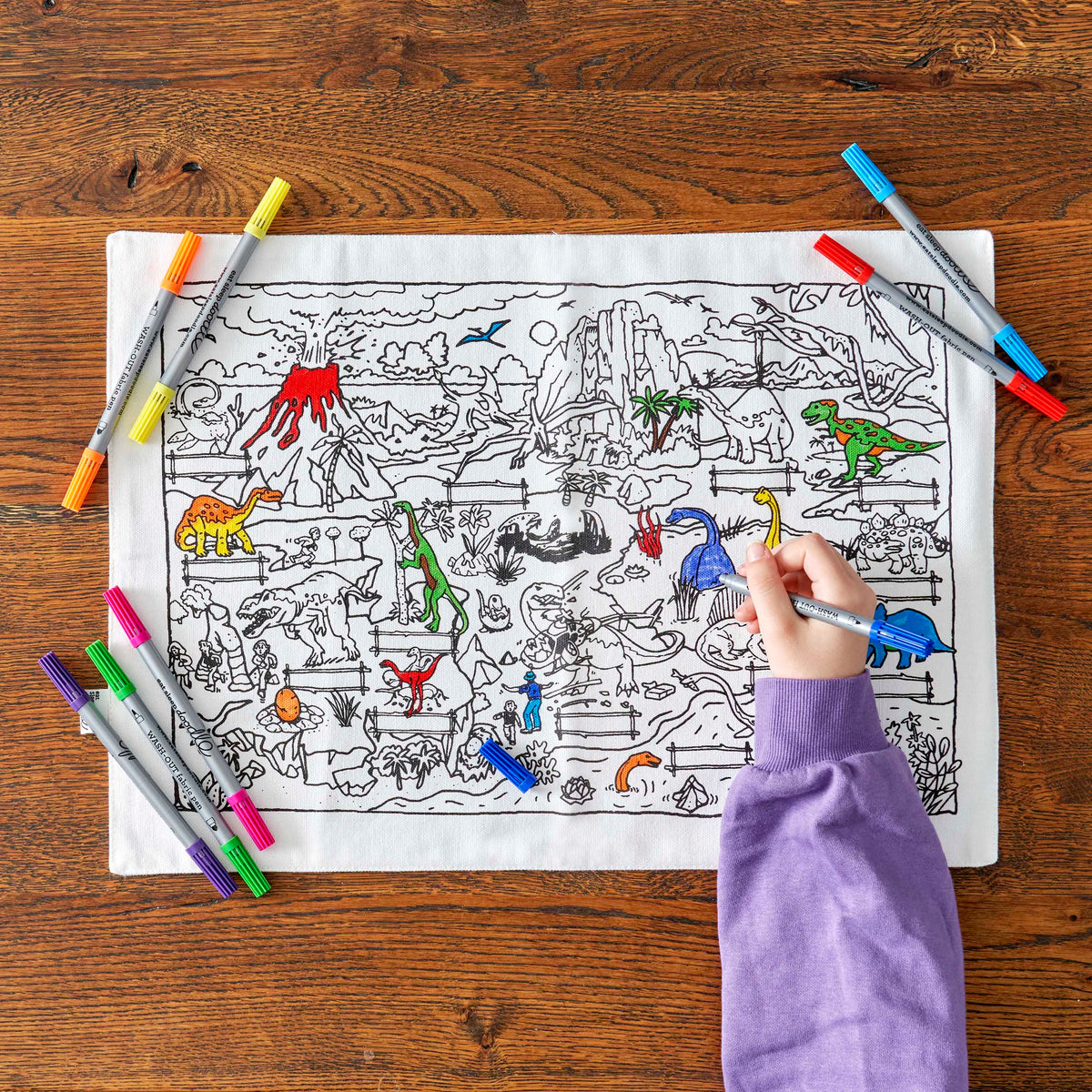 dinosaur color-in placemat with washout pens – eatsleepdoodle (USA)