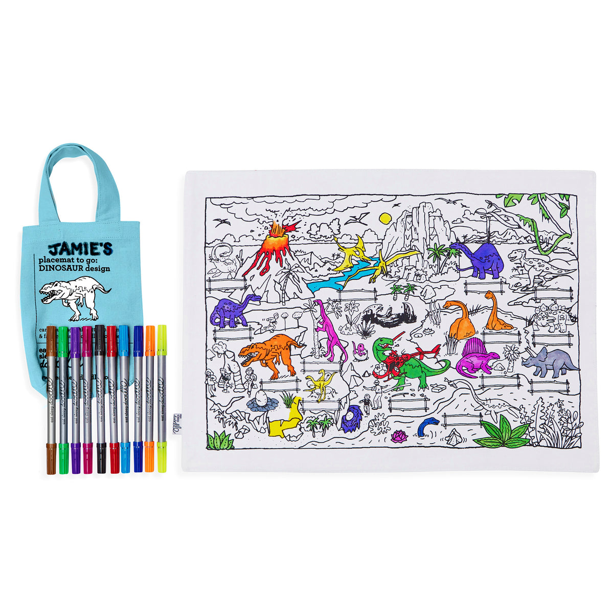 dinosaur color-in placemat with washout pens – eatsleepdoodle (USA)